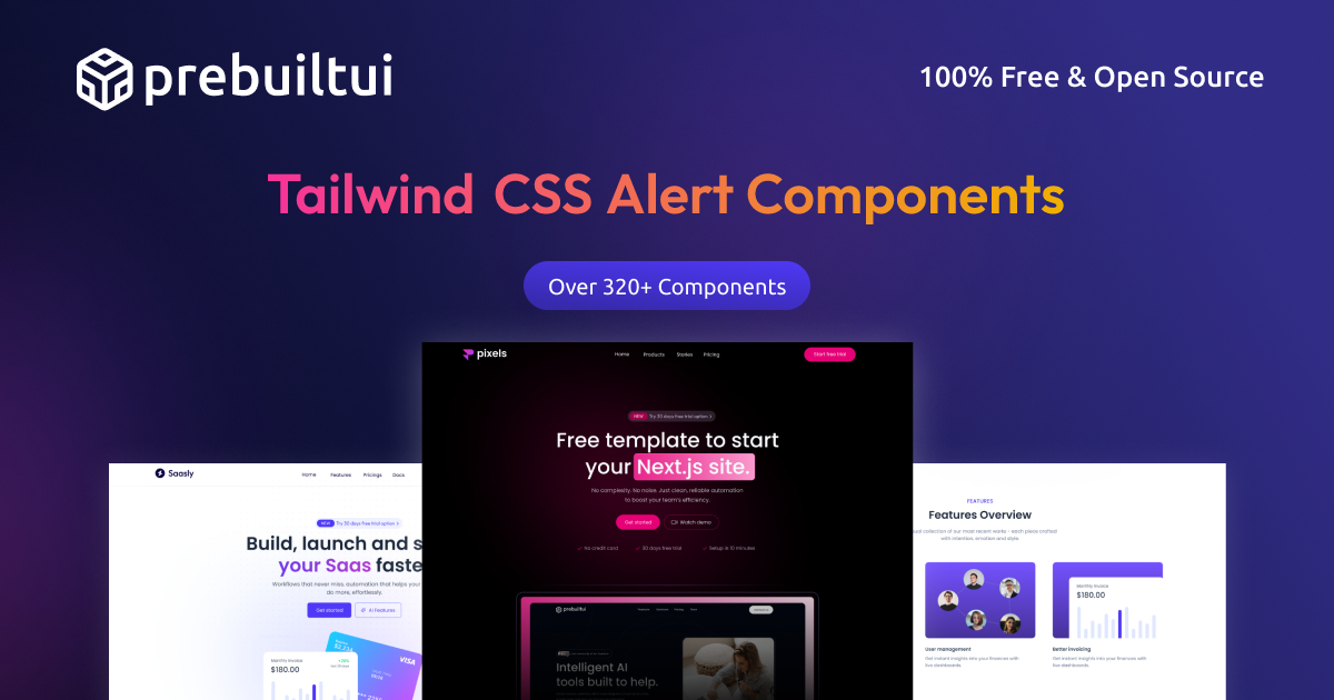 Tailwind CSS Alert Components - PrebuiltUI