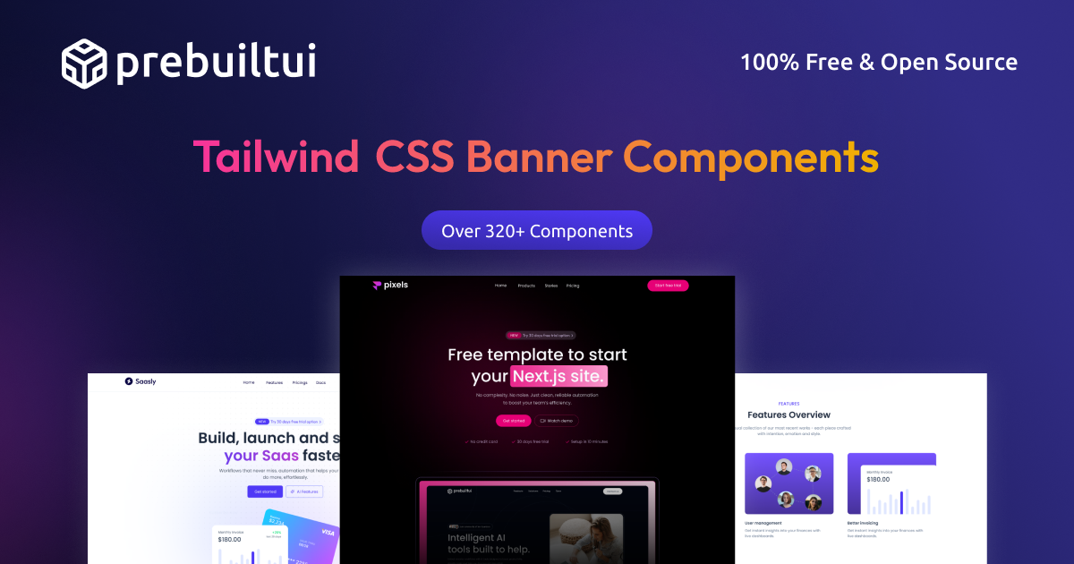 Tailwind CSS Banner Components - PrebuiltUI