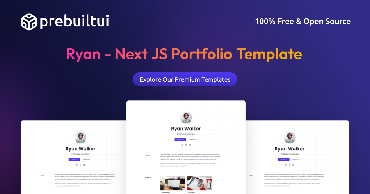 Ryan - Next JS Portfolio Template by PrebuiltUI
