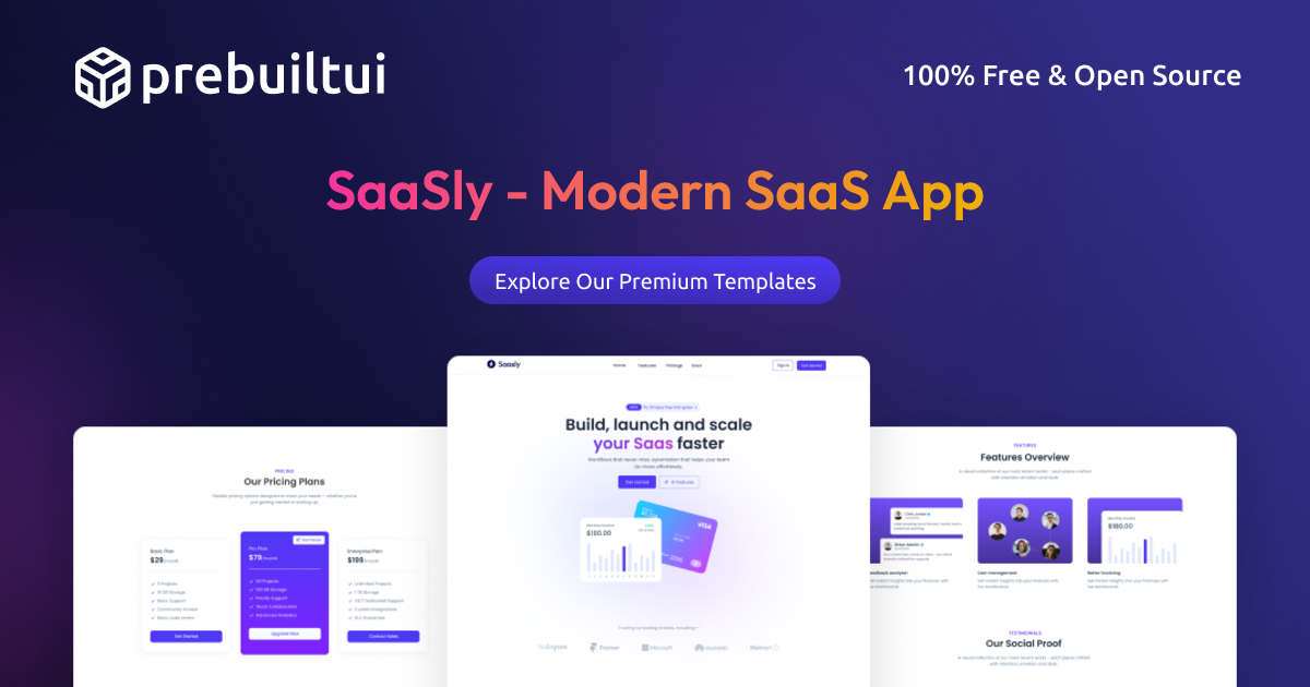 SaaSly - Modern SaaS App by PrebuiltUI
